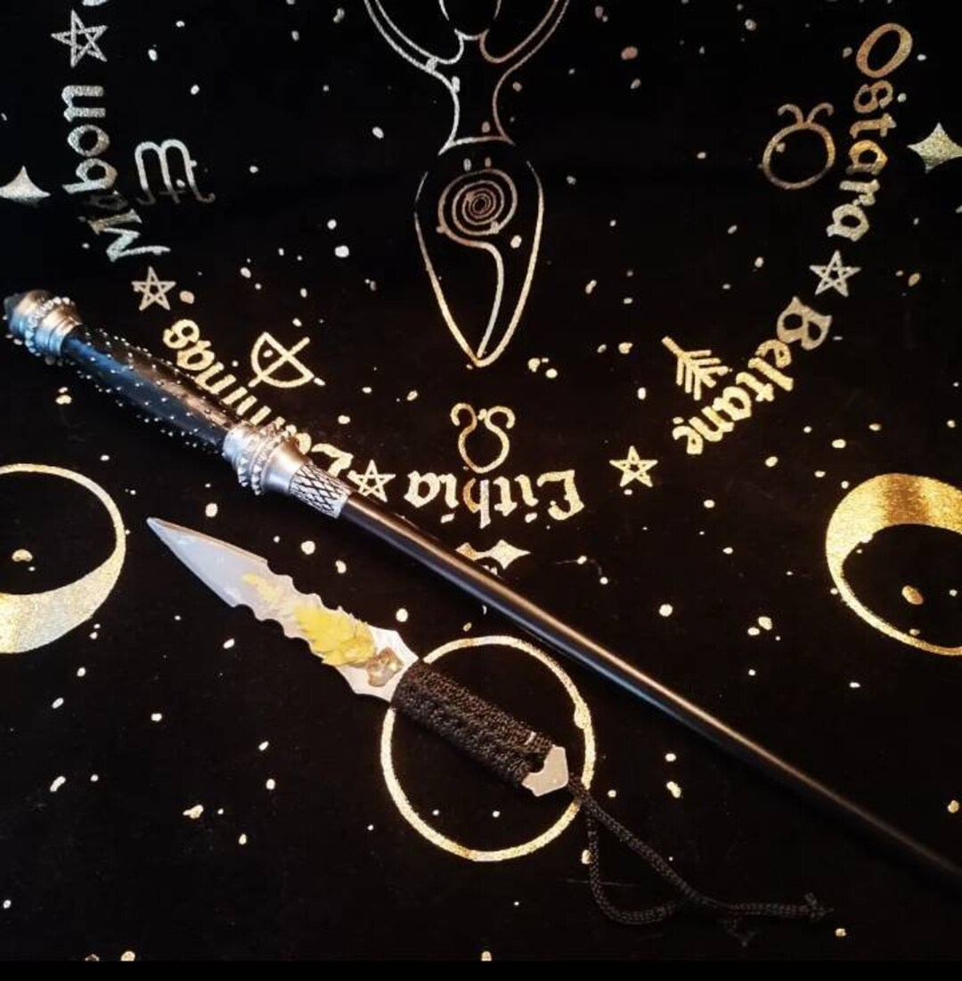 Wiccan Athame Witches Knife Wicca Pagan Crystal Teaknife - Etsy