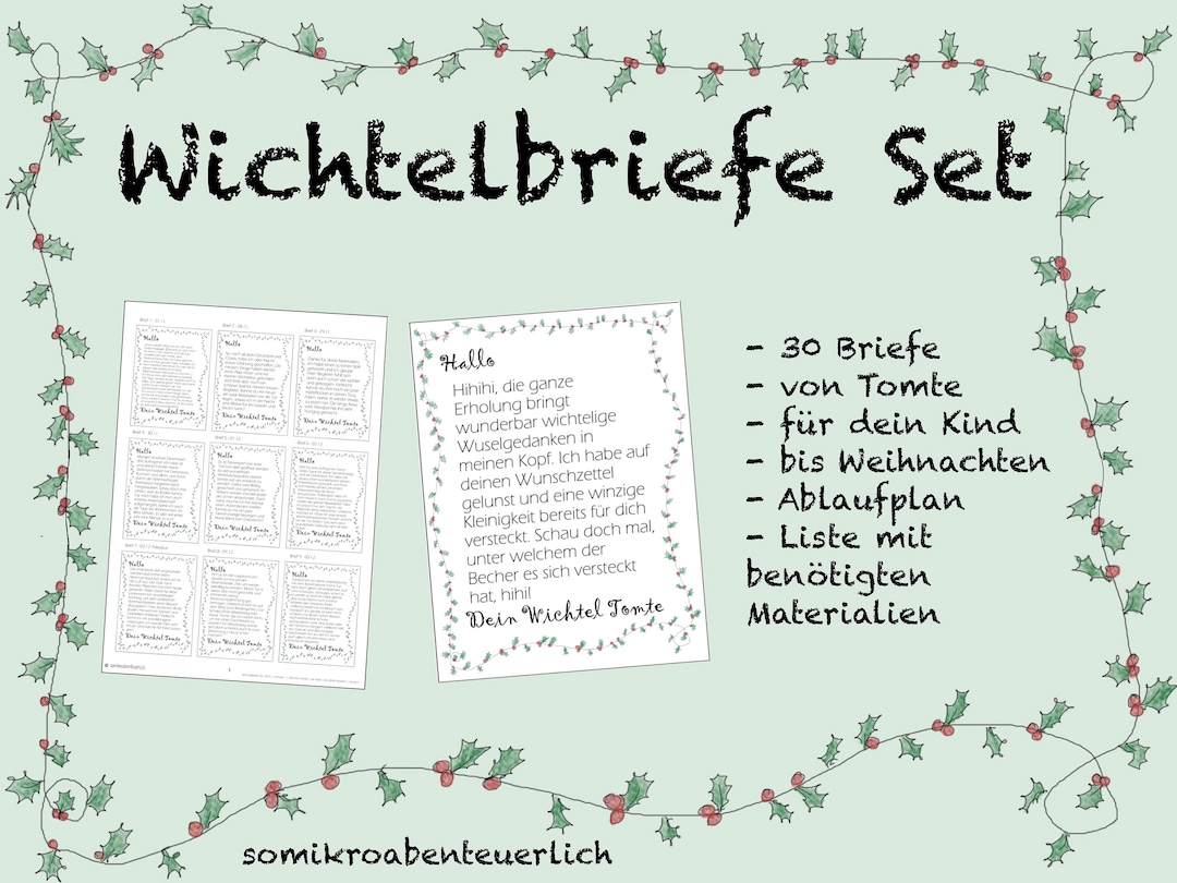 Wichtelbriefe vom Wichtel Tomte zum selbst drucken 2023 für ein Kind ...