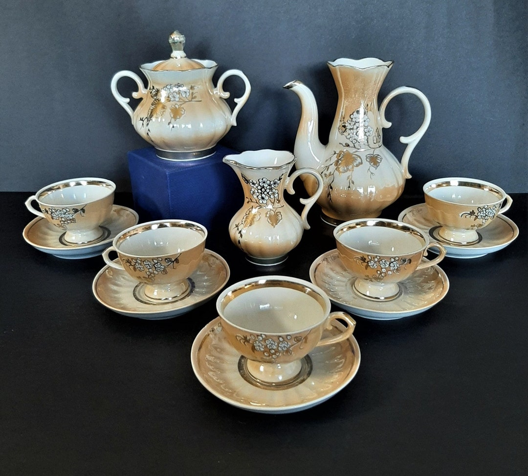 Soviet Vintage Coffee Set USSR Vintage Russian Porcelain 1970-1980 Hand ...