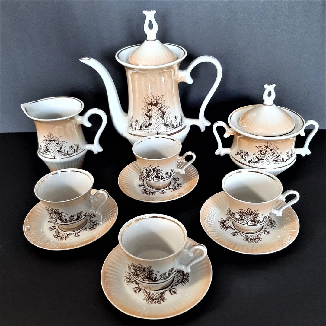 Soviet Vintage Coffee Set USSR Vintage Russian Porcelain 1970-1980 Hand ...