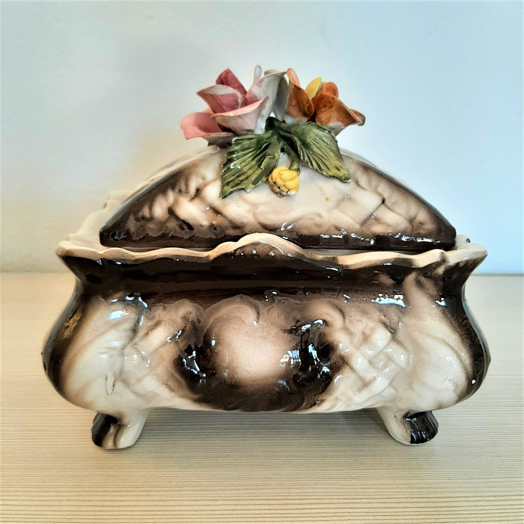 Vintage CAPODIMONTE Porcelain Box Porcelain Jewelry Box Hand Painted ...
