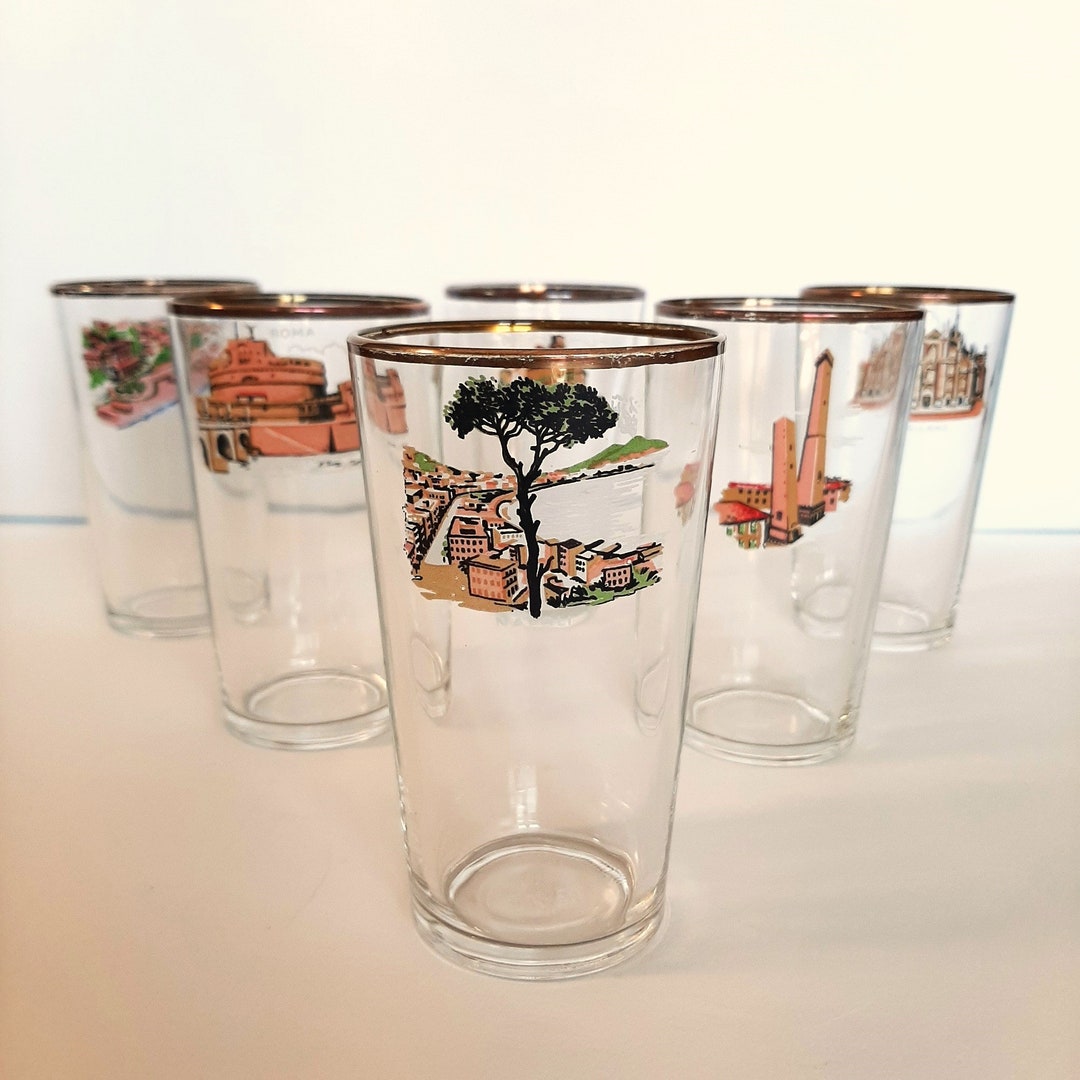 Vintage Italian Glasses 1960s Glasses for Hot Herbal Teas Glasses With ...