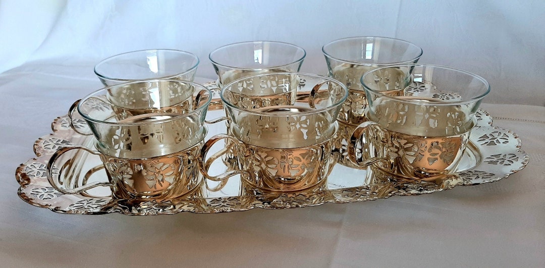 Rare Set of 6 Tea Cups in Heat Resistant Glass Tea Service by - Etsy