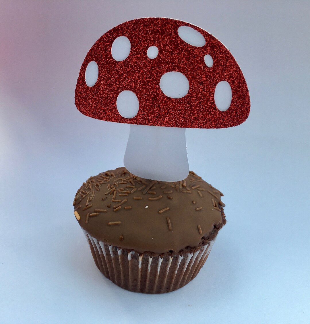 6 Glitter Toadstool Cupcake Topper Party Decoration - Etsy