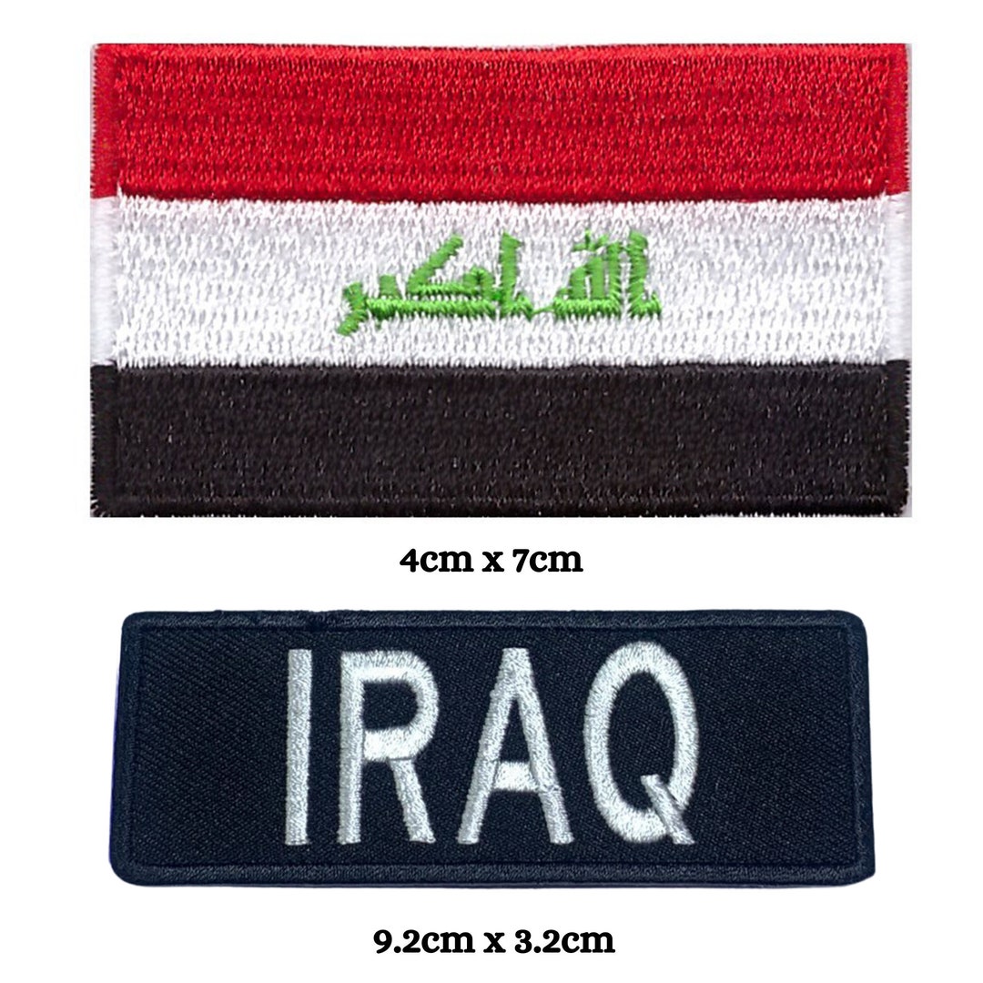 Iraq National Country Flag With Name Iron Sew on Embroidered - Etsy