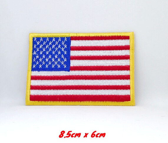 American Flag Yellow Border Iron on Sew on Embroidered Patch | Etsy