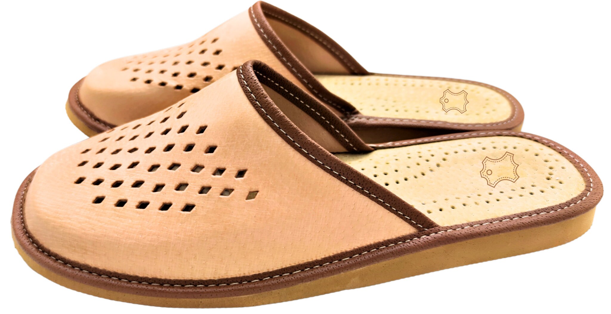 MEN'S, Women's, Unisex NATURAL Leather Highlander Comfy Slippers From ...