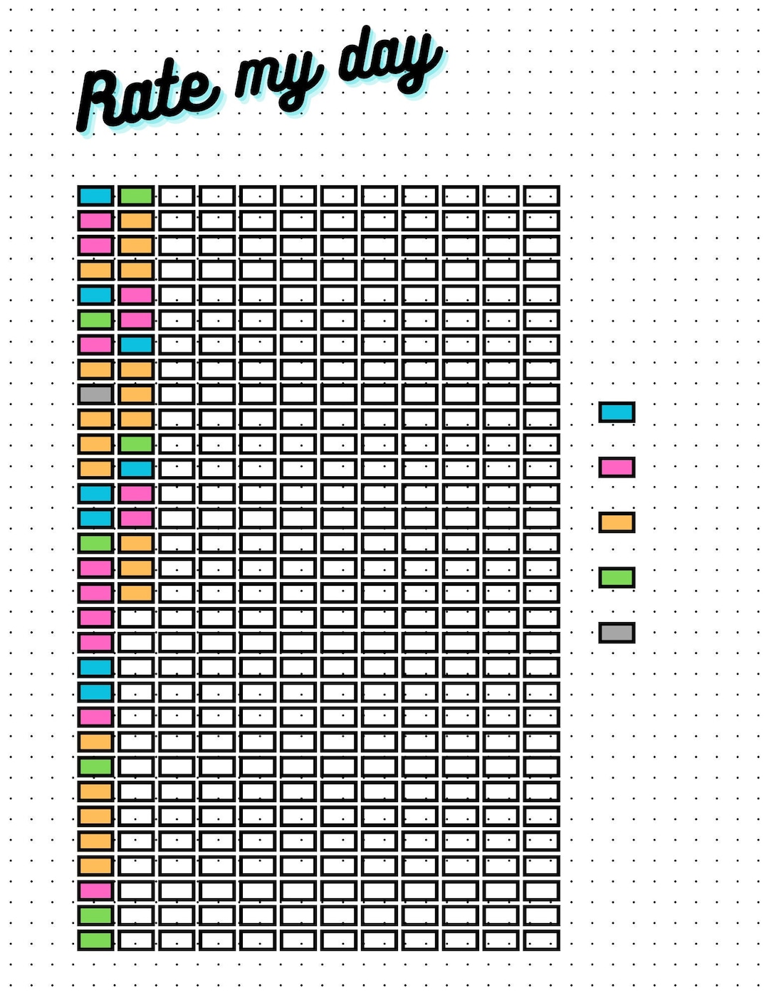 Rate My Day Bullet Journal Dateless Rate My Day Blank Rate My Day Year ...