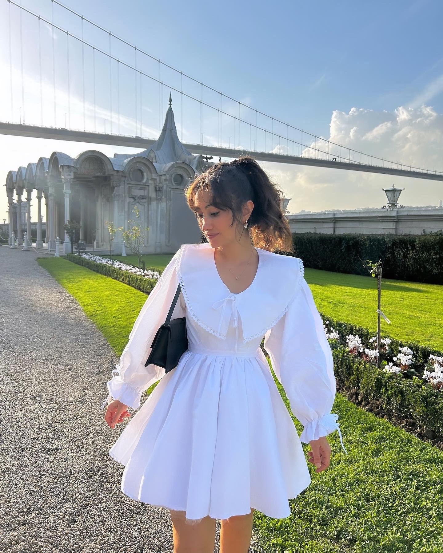Balloon White Puffy Dress Puff Dress Puffy Dress Princess Dress Circle ...
