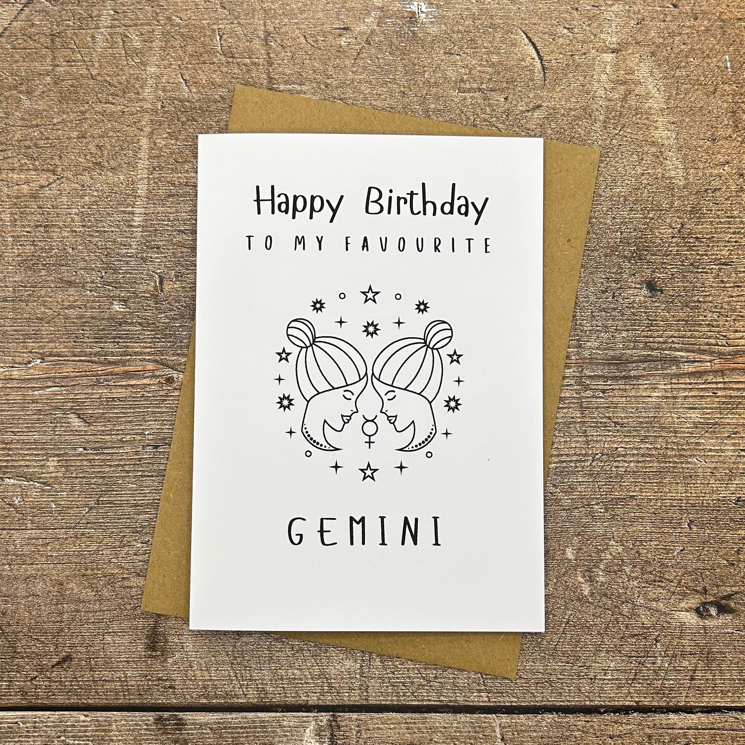 Happy Birthday to My Favourite Gemini Card Gemini Birthday Card Zodiac ...