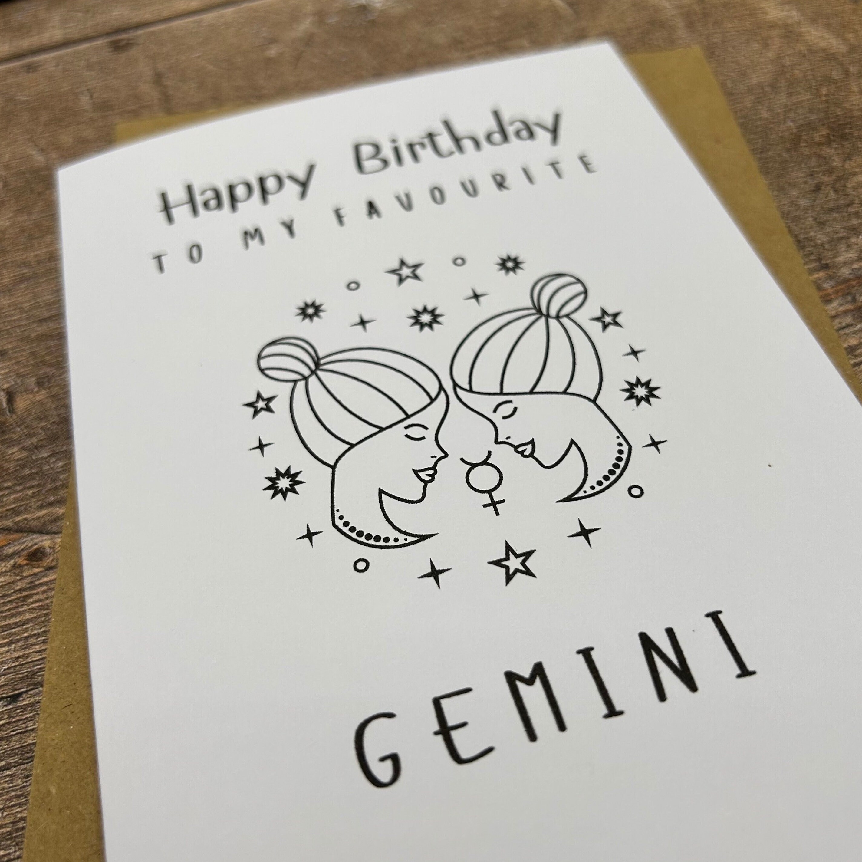 Happy Birthday to My Favourite Gemini Card Gemini Birthday Card Zodiac ...