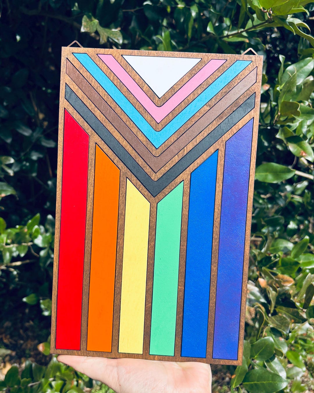 Hand Painted Wooden Pride Flag Wall Hanging | All Inclusive Pride Flag ...