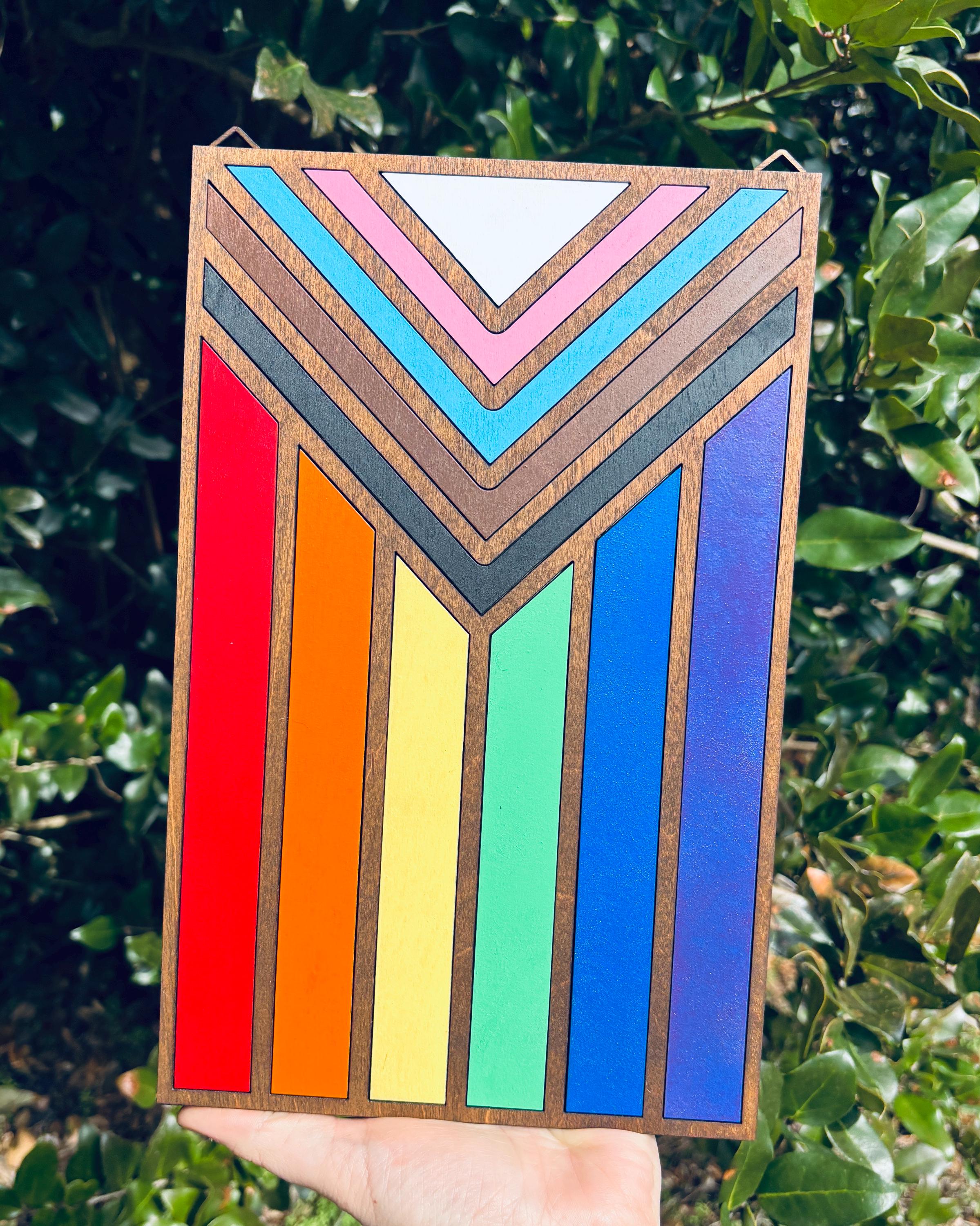 Hand Painted Wooden Pride Flag Wall Hanging | All Inclusive Pride Flag ...
