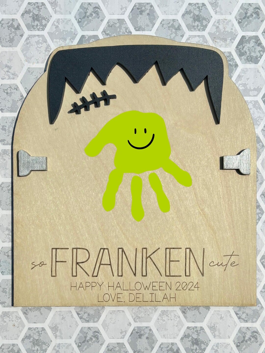 So Franken Cute Halloween Handprint Sign | Halloween Foot / Hand Sign ...