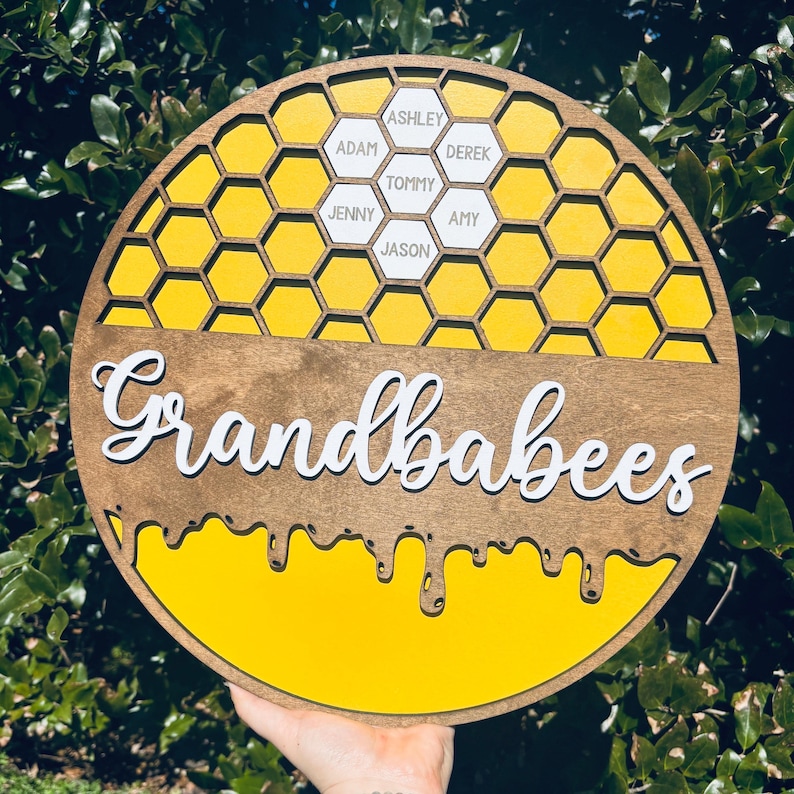 Bee Hive Family Tree Sign | Our Hive Sign | Custom Bee Family Gift ...