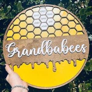 Bee Hive Family Tree Sign | Our Hive Sign | Custom Bee Family Gift ...