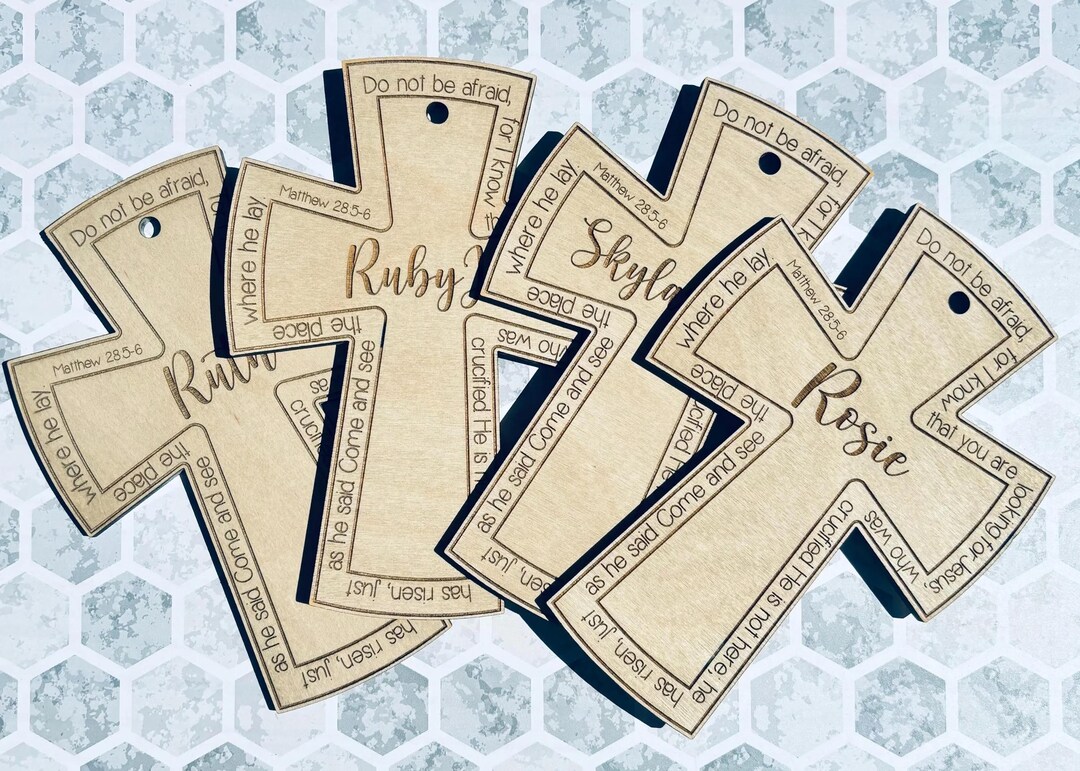 Personalized Basket Name Tag With Bible Verse | Wood Cross Scripture ...