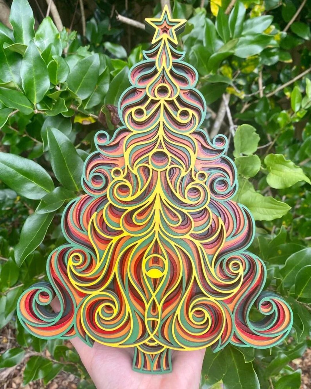 Christmas Tree Art Décor | Yule Tree Art Décor | Layered Tree Mandala ...