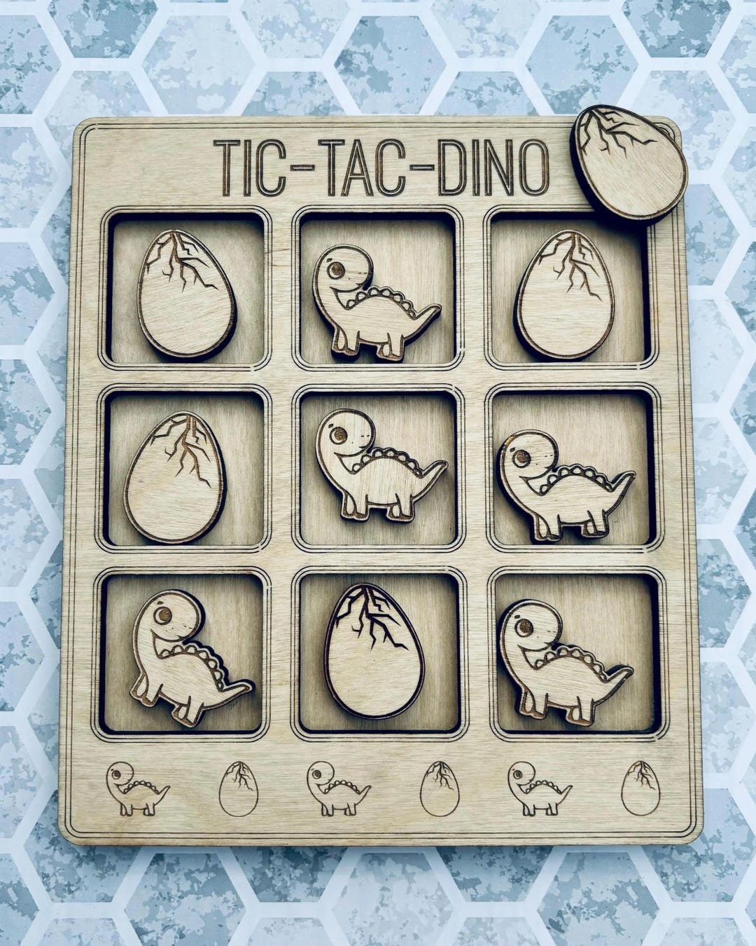 Tic Tac Dino | Dinosaur Tic-tac-toe | Basket Fillers | Gift for Kids | Wooden Kids Game ...