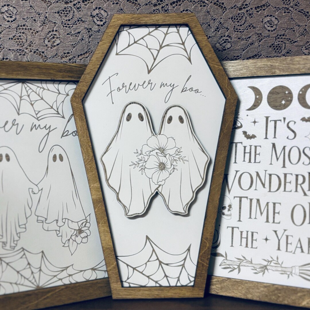 Forever My Boo Coffin Shaped Ghost Couple Sign Spooky Season Decor - Etsy