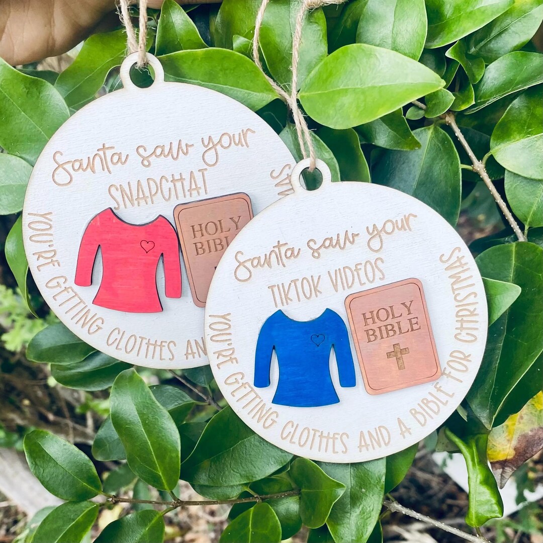 Santa Saw Your Snapchat Santa Saw Your Tiktok | Funny Ornament ...