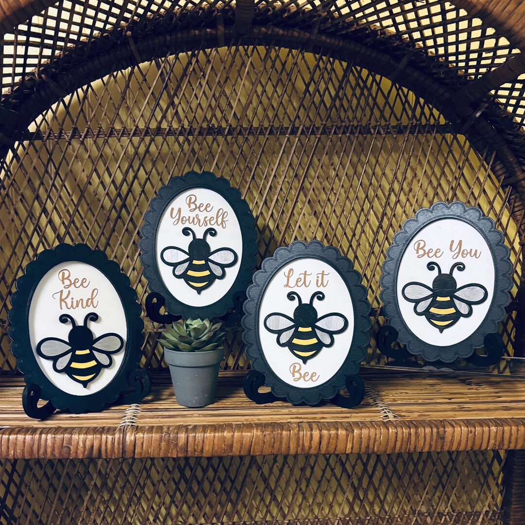 Mini Bee Signs With Stands | Bee Kind | Bee Yourself | Let It Bee | Bee ...