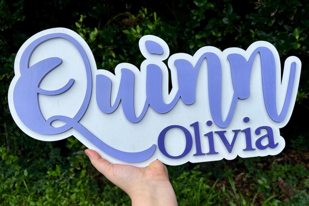 Purple Script Name Sign | Nursery Name Sign | Above Crib Name Sign ...