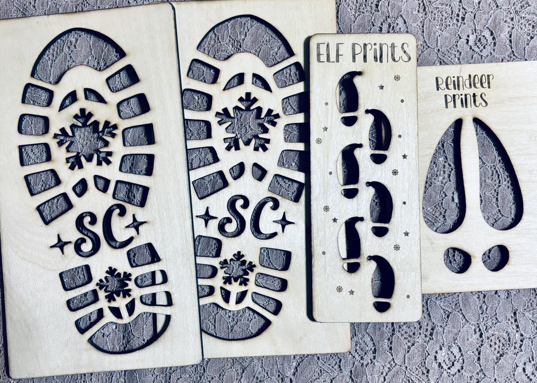 Reusable Christmas Footprint Stencils | Santa Shoe Print | Elf Shoe ...