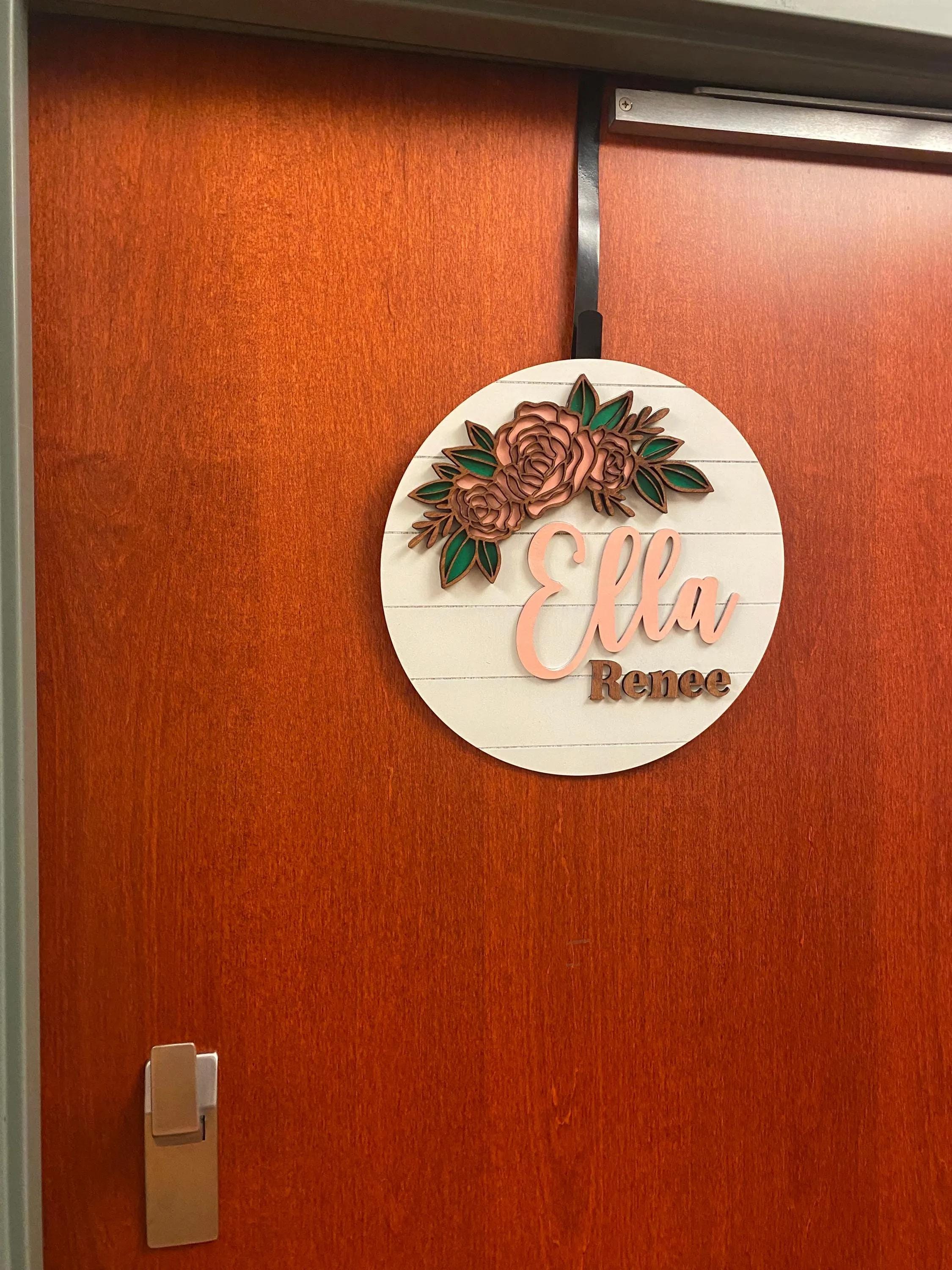 Custom Floral Name Sign | Nursery Round | Baby Shower Gift | Name Sign ...