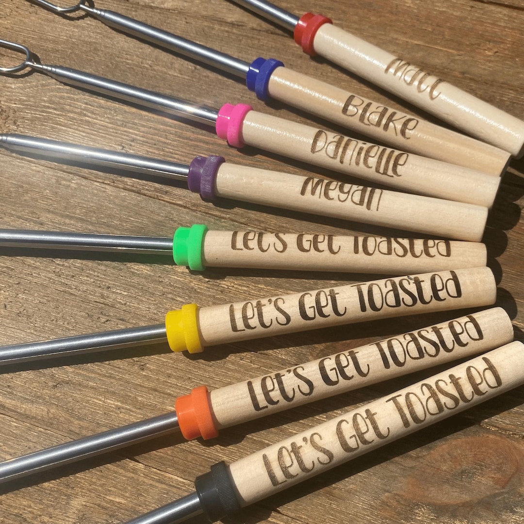Set of 10 Personalized Marshmallow Roasting Sticks, Engraved ...