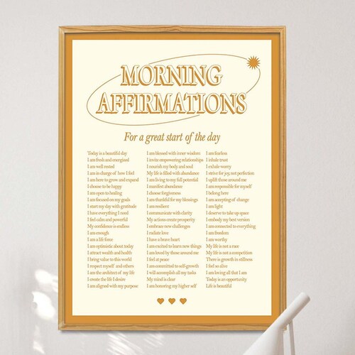 Retro Wall Art Mid Century Modern Daily Affirmations Self - Etsy