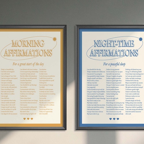 Positive Affirmations Poster Set of 2 Retro Wall Print - Etsy