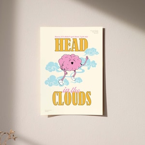 Head in the Clouds Poster, Cute Retro Quote Poster, Take It Easy Print ...