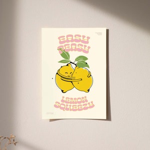 Easy Peasy Lemon Squeezy Print, Retro Quote Wall Art, Groovy 70's Art ...