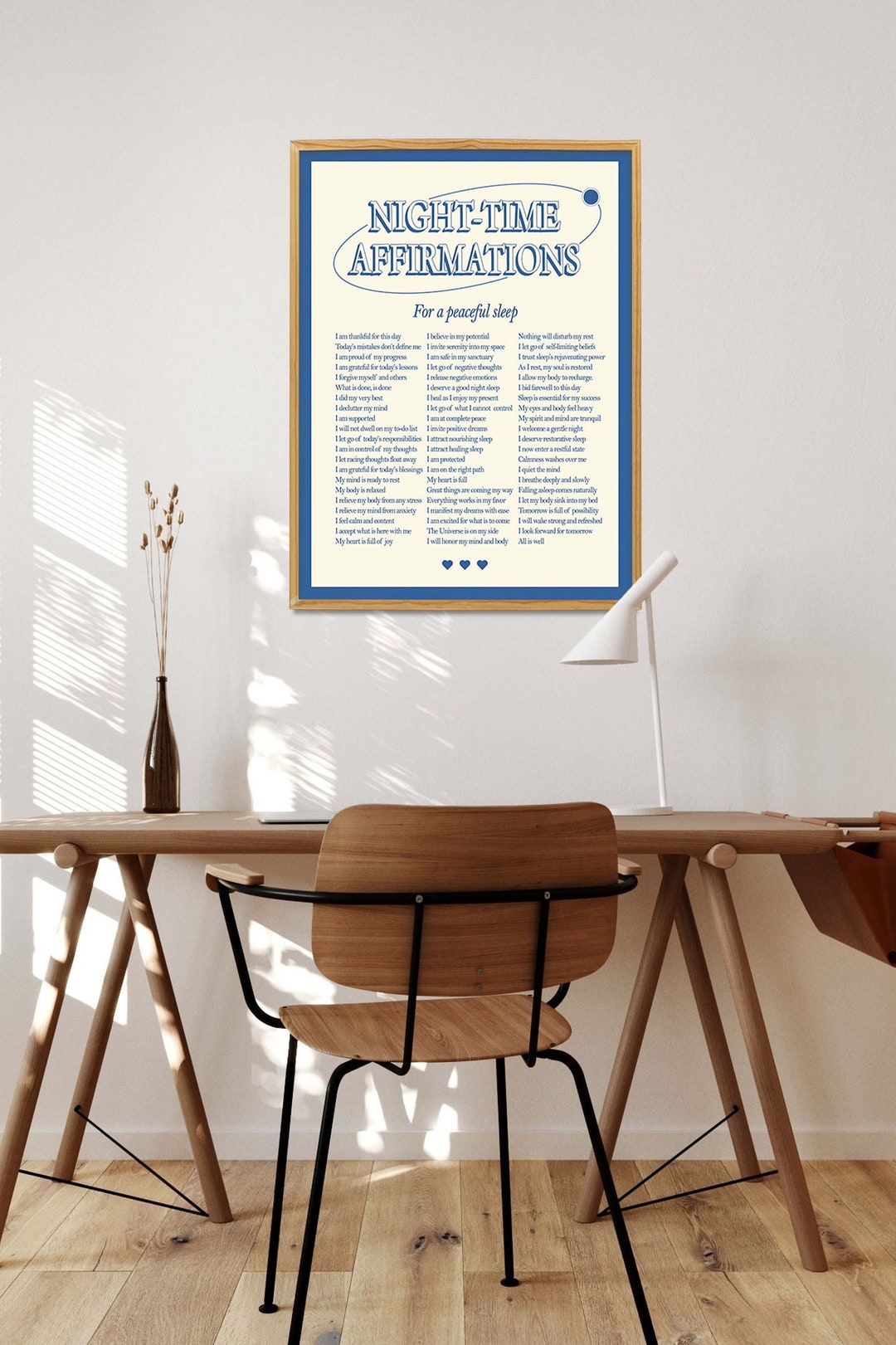 Positive Affirmations Poster, Retro Wall Print, Gratitude Wall Art ...