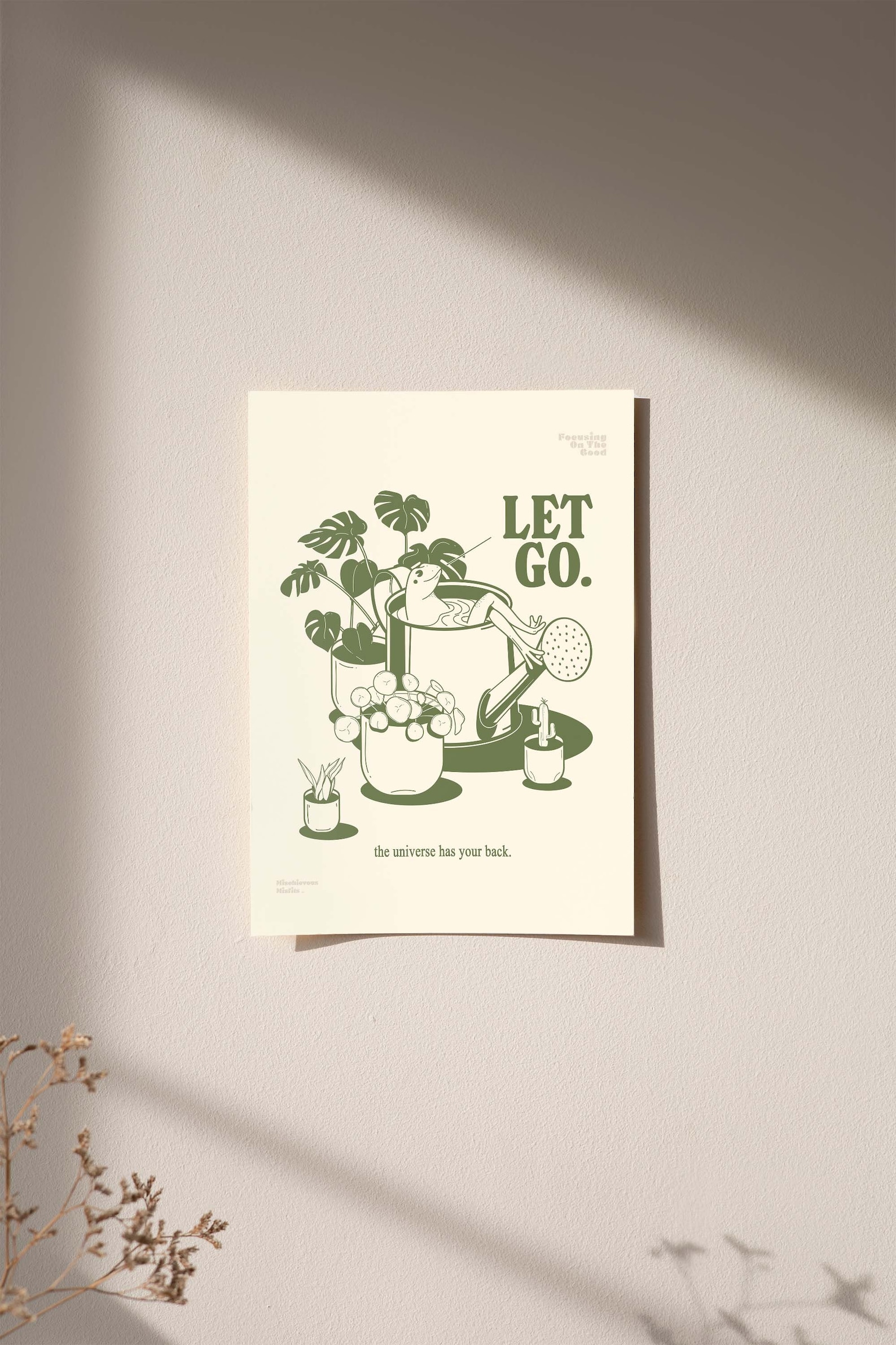 Let Go Poster, Retro Mental Heath Print, Trust the Universe Wall Art ...