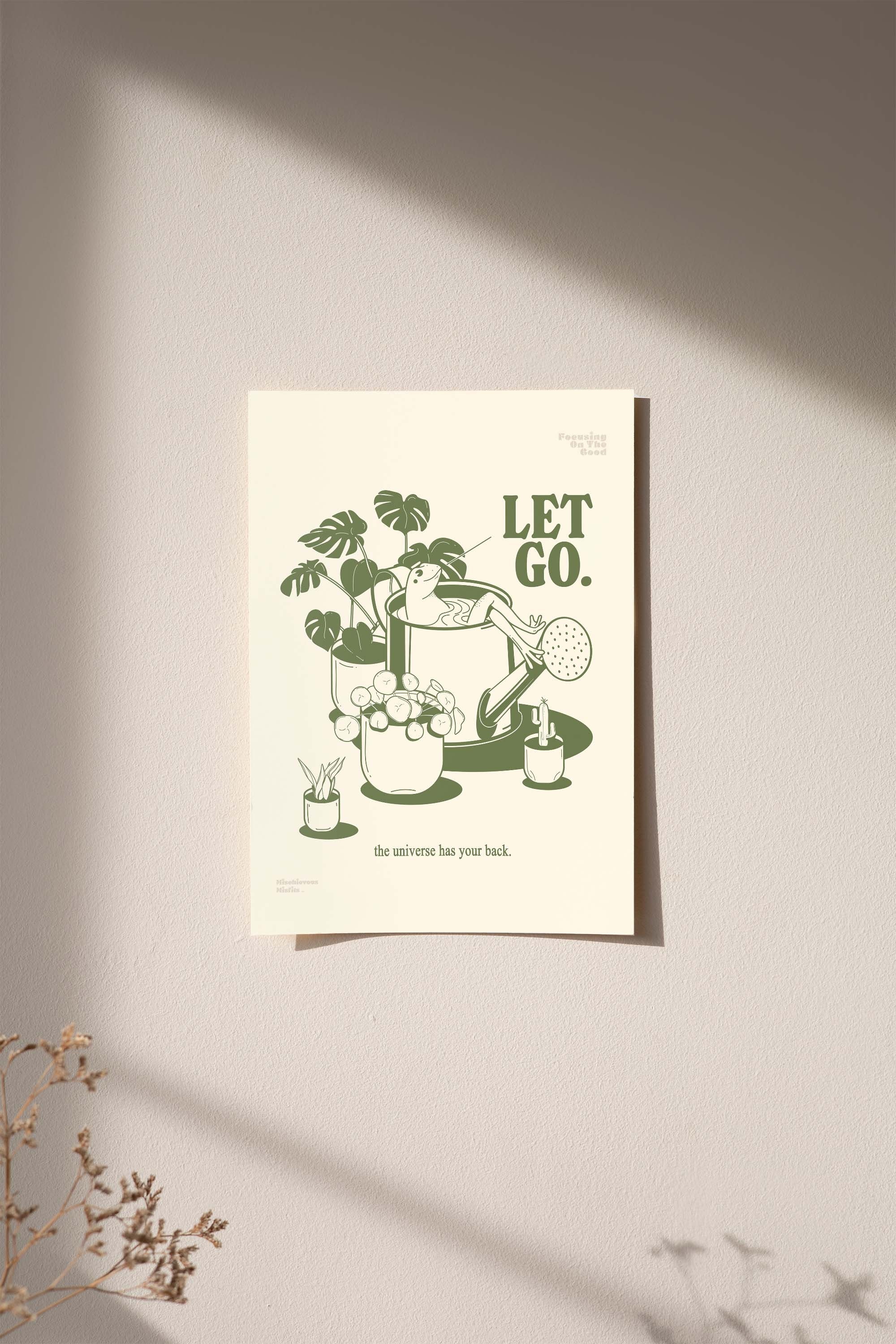 Let Go Poster, Retro Mental Heath Print, Trust the Universe Wall Art ...