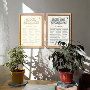 Daily Affirmations Poster, Retro Wall Print, Gratitude Wall Art, Self ...