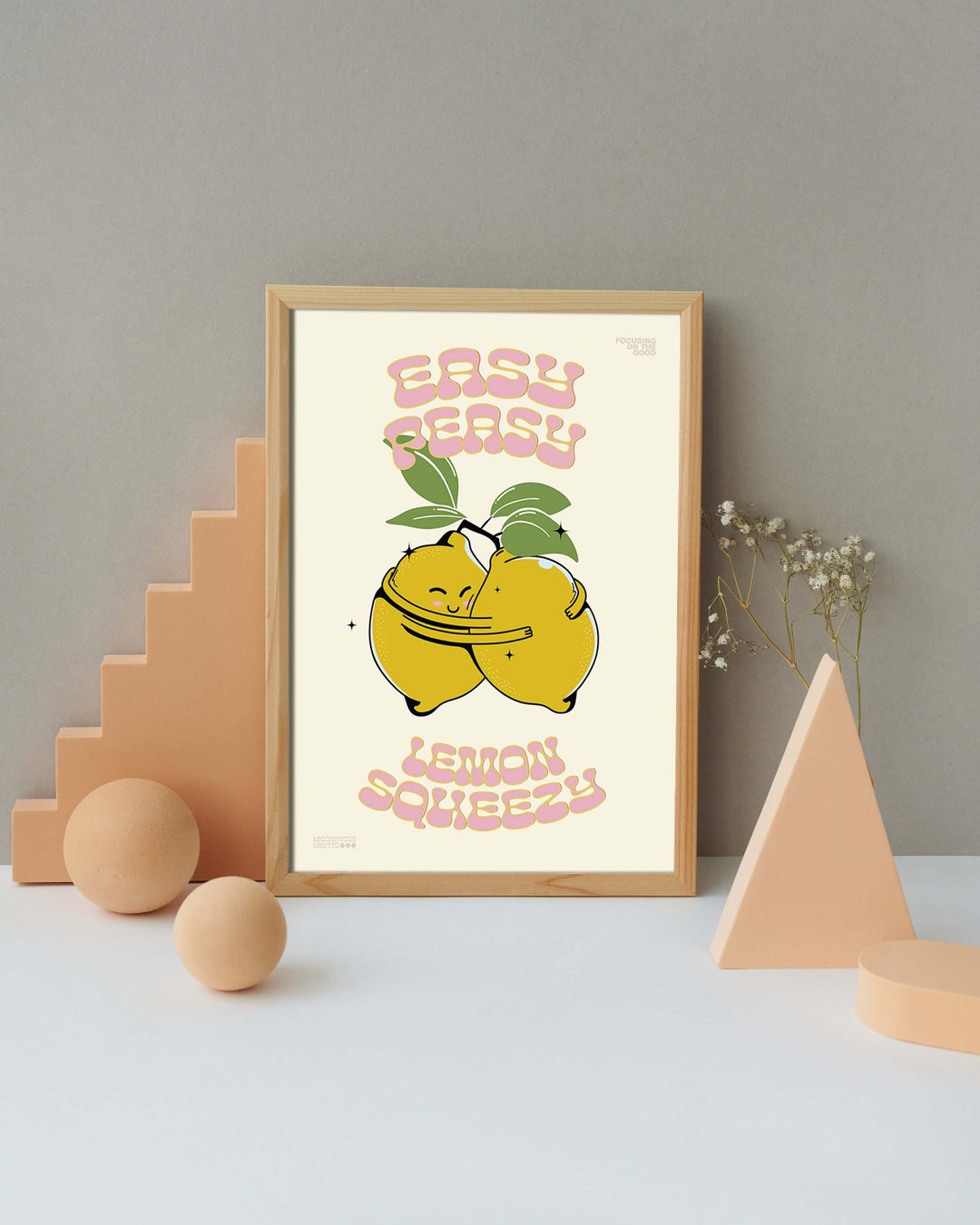Easy Peasy Lemon Squeezy Print, Retro Quote Wall Art, Groovy 70's Art ...