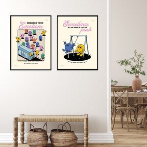 Embrace Your Emotions Print, Retro Quote Wall Art, Feelings Poster ...