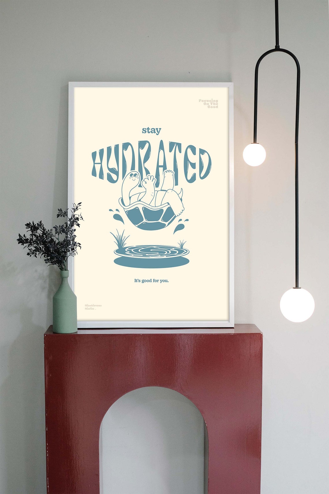 Drink Your Water Poster Retro Quote Wall Print Stay - Etsy