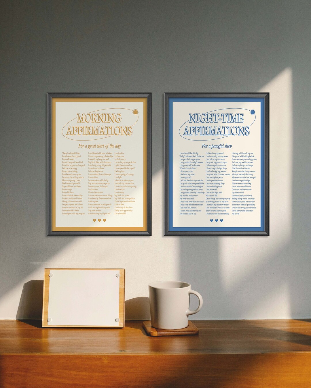 Positive Affirmations Poster, Set of 2, Retro Wall Print, Gratitude ...