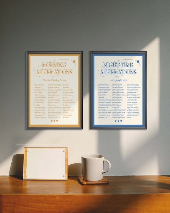 Positive Affirmations Poster Set of 2 Retro Wall Print | Etsy