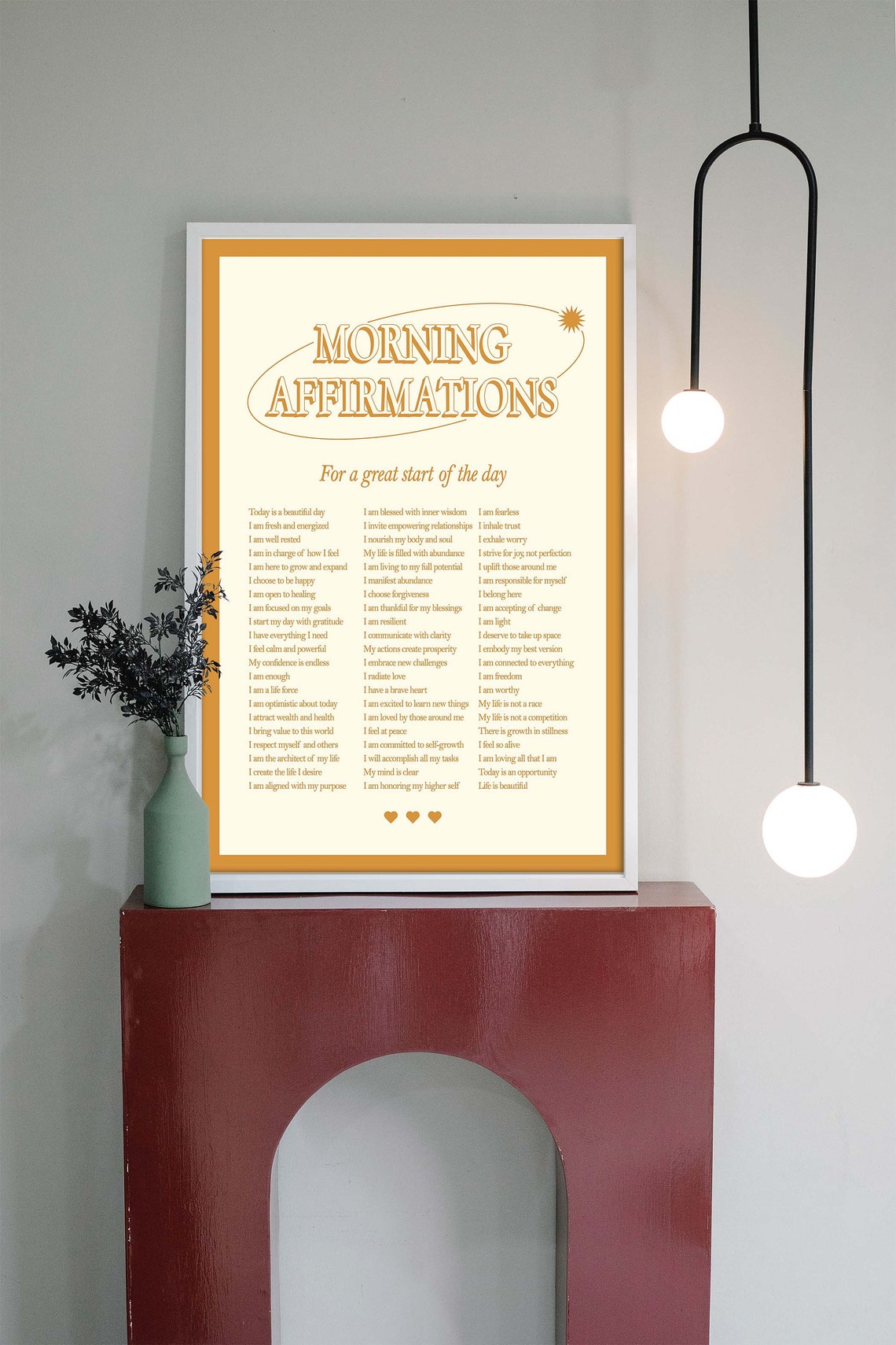 Daily Affirmations Poster, Retro Wall Print, Gratitude Wall Art, Self ...