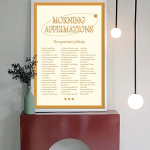 Daily Affirmations Poster, Retro Wall Print, Gratitude Wall Art, Self ...