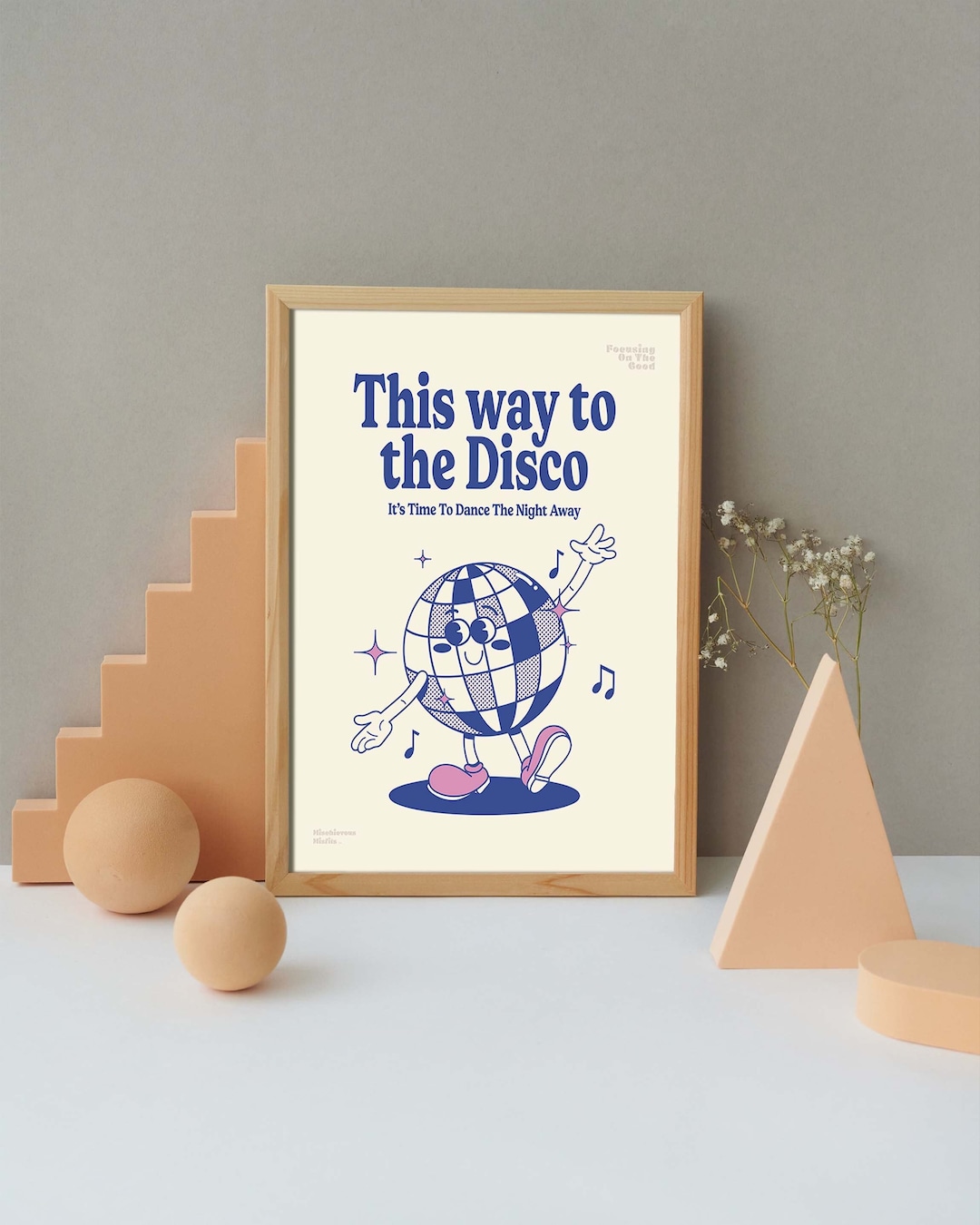 This Way to the Disco Print, Disco Ball Print, Retro Funny Disco Print ...