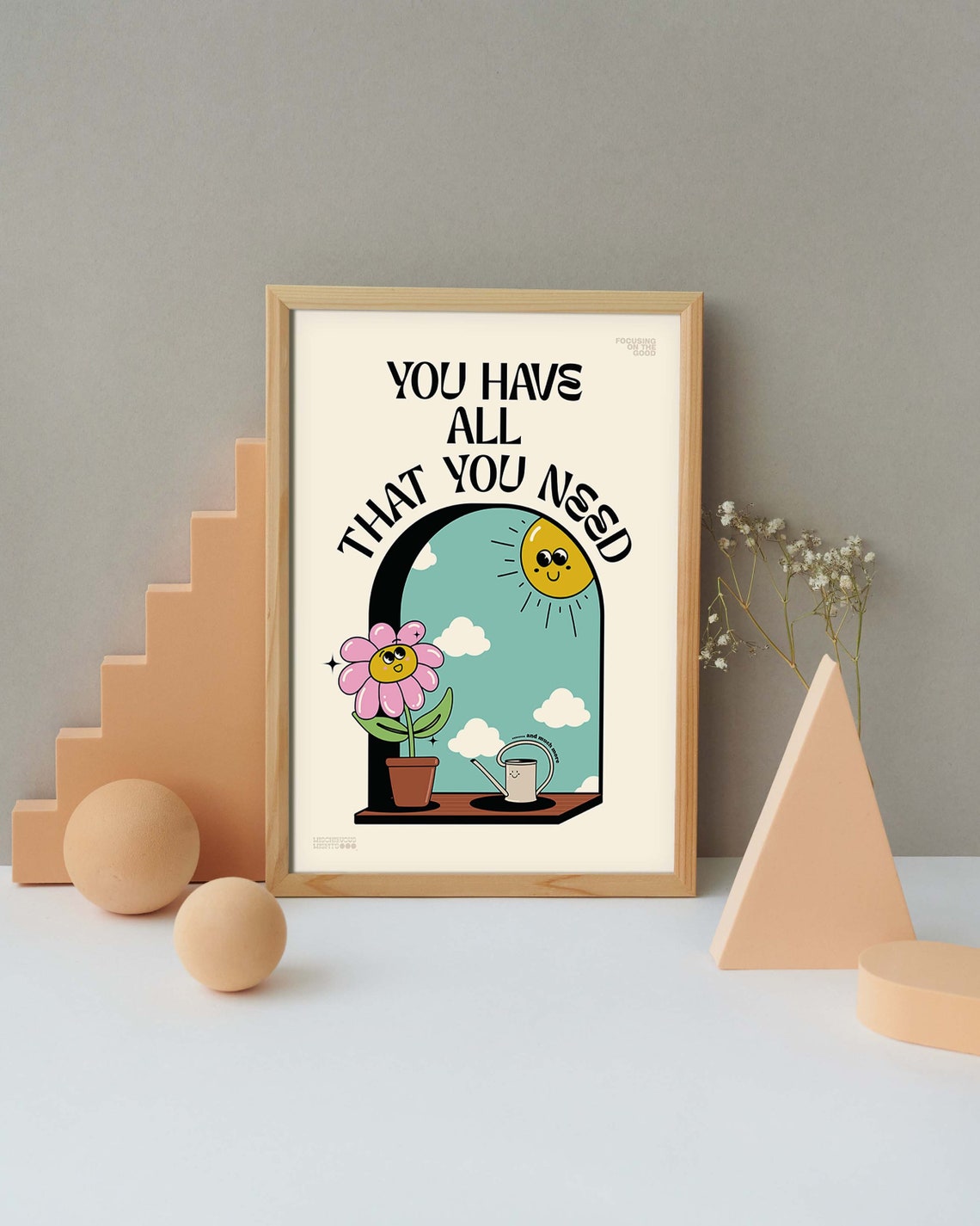 You Have All That You Need Print, Retro Quote Wall Art, Groovy 70's Art ...