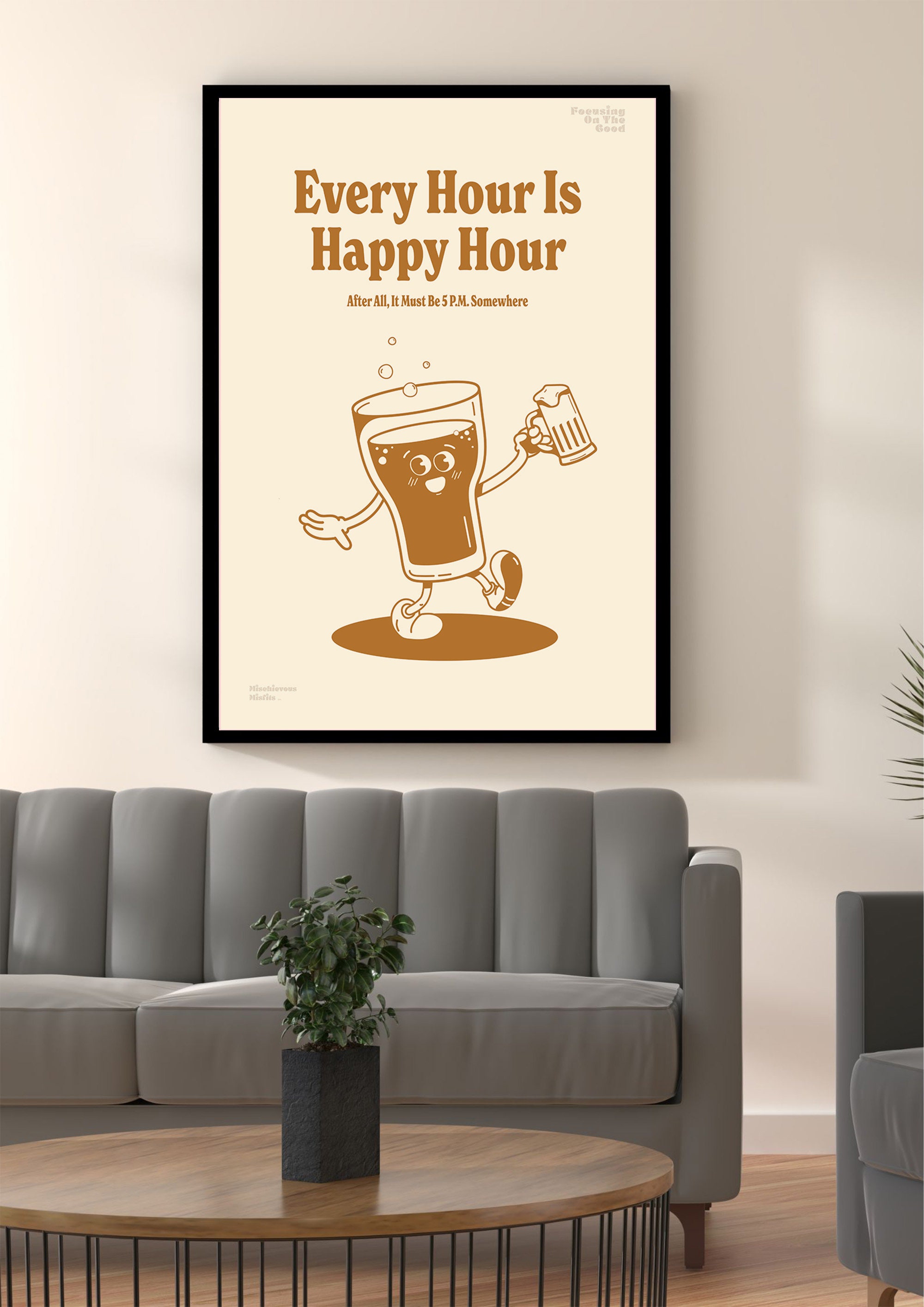 Every Hour is Happy Hour Poster, Retro Beer Poster, Happy Hour Print ...