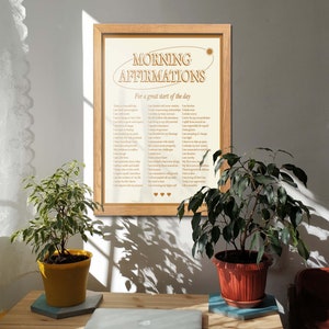 Positive Affirmations Poster, Set of 2, Retro Wall Print, Gratitude ...