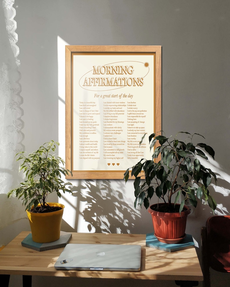 Positive Affirmations Poster Set of 2 Retro Wall Print | Etsy